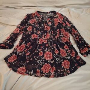 Cocomo | Tops | Cocomo Womens Black And Red Floral Blouse | Poshmark